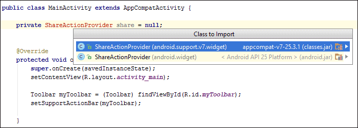 Coding for the Share icon