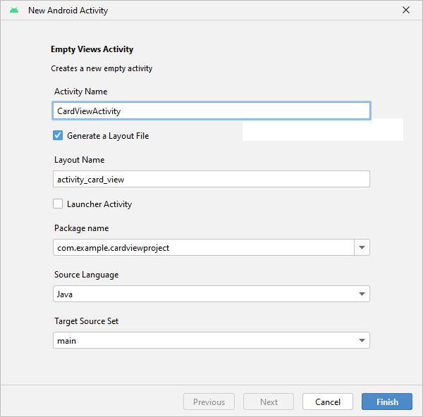 Setting up a CardView Layout