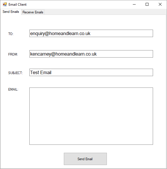 The Email Client User Form